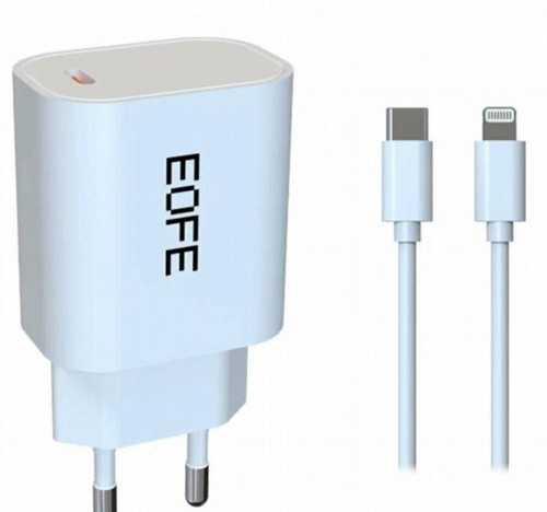 Зарядное устройство Eofe EC02, USB-C, 20 Вт, 3A, белое   кабель Lightning 1 м