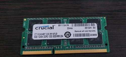 Озу Crucial sodimm 8GB DDR3-1333MHz
