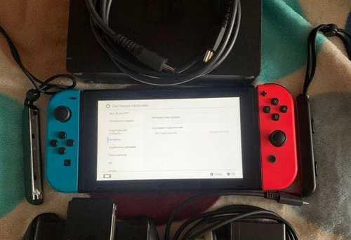 Nintendo switch rev.2 полный комплект + переходник