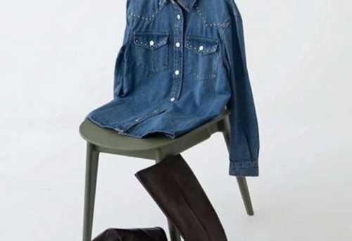 Куртка джинсовая с бусинами рубашка из денима