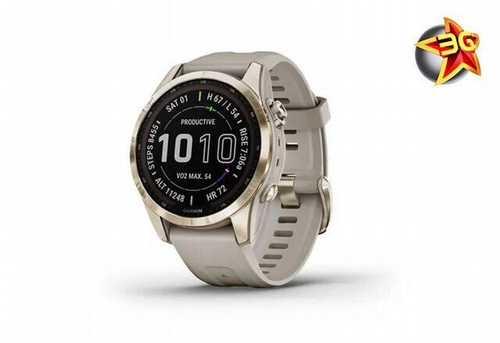 Часы Garmin Fenix 7S Sapphire Solar Cream Gold