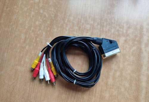 Scart - 2х S-video + 4x RCA кабель, 1.5 метра