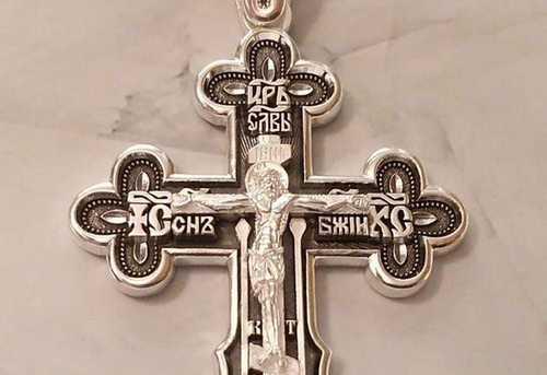 Крупный серебряный объёмный православный крест
