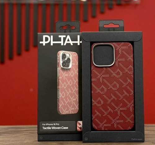 Чехол Pitaka iPhone 16 Pro/Pro Max Monogram Red