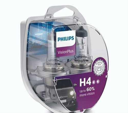 Автолампа галогенная Philips VisionPlus H4 +60 12V