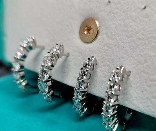Серьги-кольца С бриллиантами(муассанитами) 3 карат