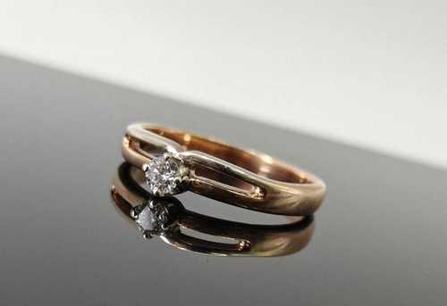 Золотое кольцо 585 с бриллиантом 0,12 ct