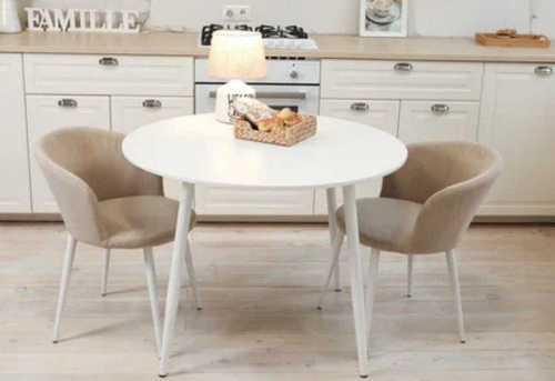 Кухонный стол круглый раздвижной белый