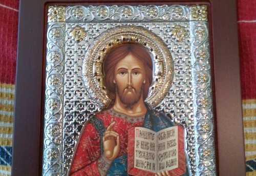 Икона: Иисус Христос Спаситель (серебро, Греция )