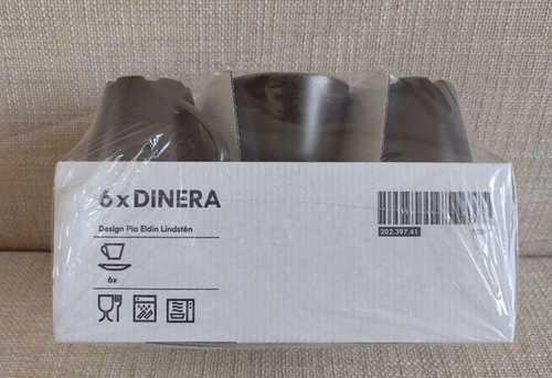 IKEA Dinera 6 кружек с блюдцами, новые в упаковке