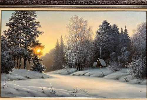 Картина маслом "Зимнее утро" 60х100