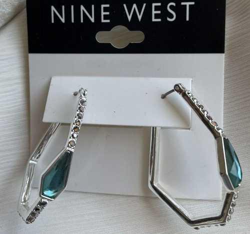 Новые серьги Nine West цвет морской волны ориг