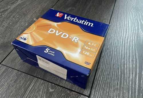 Новые диски DVD-R Verbatim 4,7Gb 16x (5 шт)