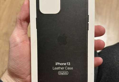 Чехол на iPhone 13 кожаный черный