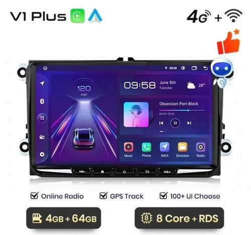 Android магнитола для VW Polo,Tiguan,Golf