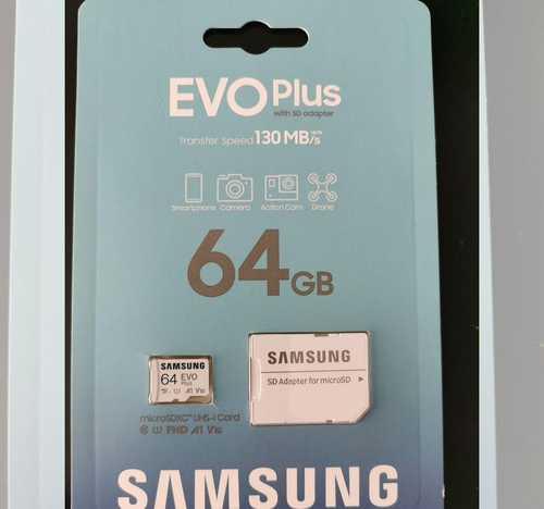 Карта памяти Samsung EVO Plus 64 гб