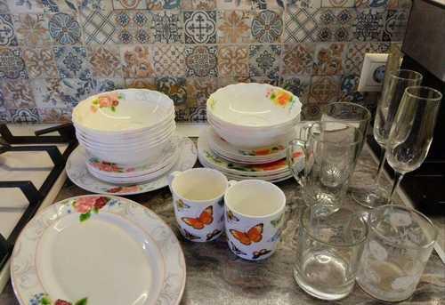 Набор посуды,тарелки/чашки/кружки/фужеры