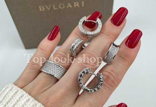 Кольцо серьги Bvlgari серебро