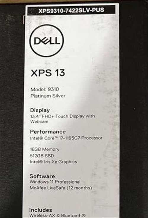 Новый, Dell XPS 9310,i7(11) /16/512/13.9