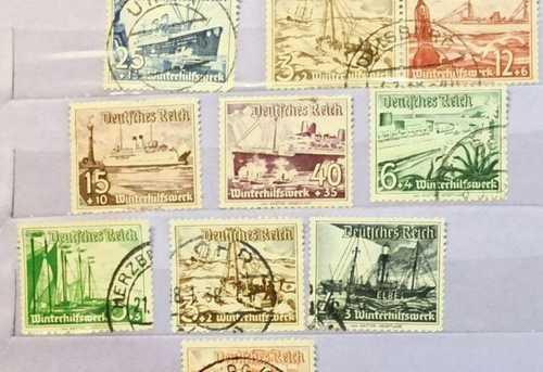 Почтовые марки Германии 1937г. Корабли. Серия