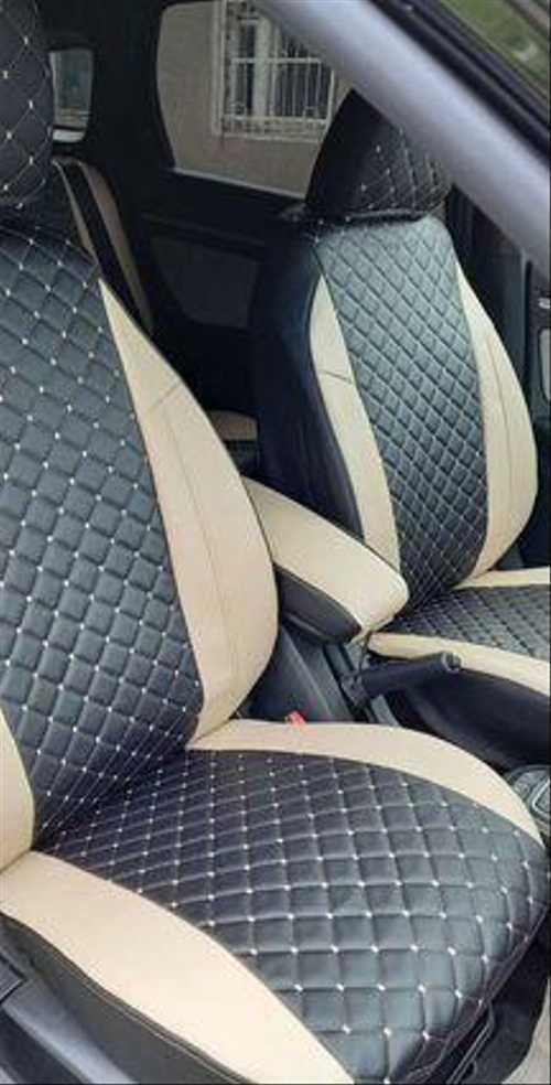 Чехлы mitsubishi lancer 10 экокожа Оксфорд бежевый
