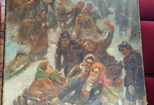 Картина маслом на холсте Федот Сычков 1914 год