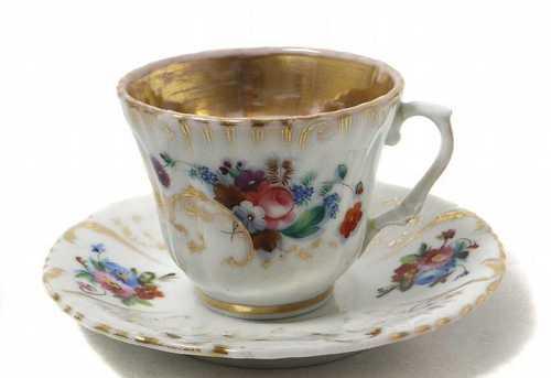 Фарфоровая чайная пара. М. С. Кузнецов, 1853-1863