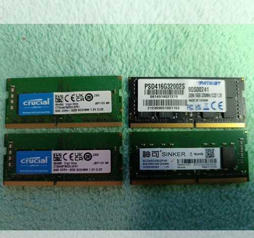 Оперативная память DDR4 8Gb, 16Gb, 3200 Мгц, sodim