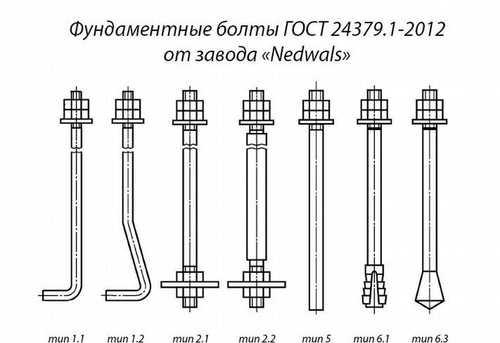 Фундаментные болты от М16 до М64 ГОСТ 24379.1-2012