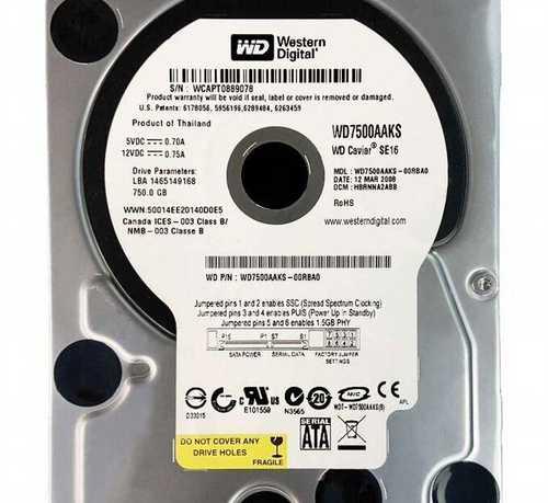 Жесткий диск Western Digital WD7500aaks 750Gb SATA