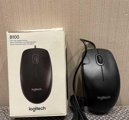 Мышь Logitech B100, оптическая, проводная, USB