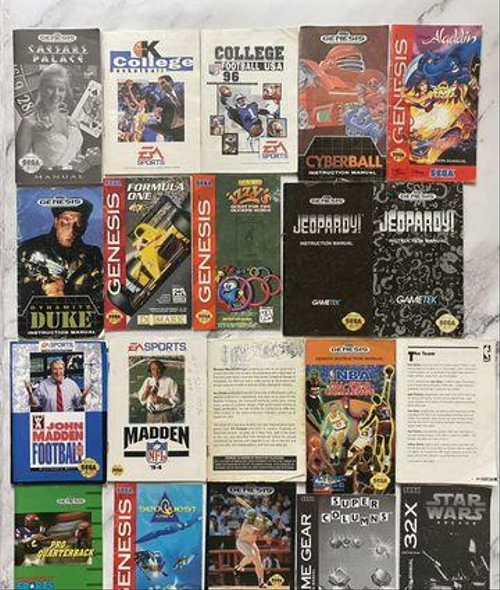 Оригинальные мануалы для игр Sega