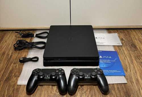 PS4 Slim 1TB + 2 джойстика + 12 игр GTA 5 Ведьмак