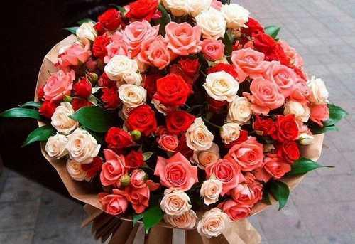 Кустовые розы с доставкой Букеты Цветы