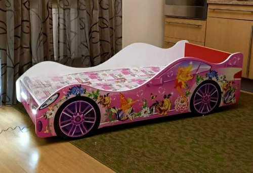 Детская кровать машина с подсветкой фар