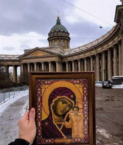 Икона Казанской божьей матери (ручная работа)