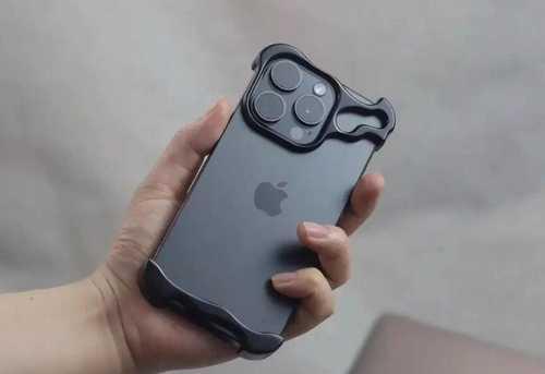 Черный металлический чехол iPhone 14 15 Pro Max