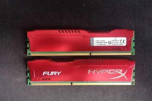 Комплект 16Гб (8+8) DDR3 1600мгц HyperX (Red)