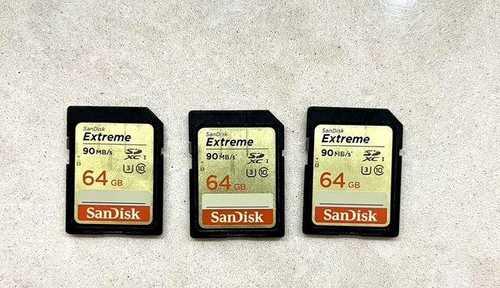 Карта памяти sdxc 64 gb Sandisk (3 штуки)