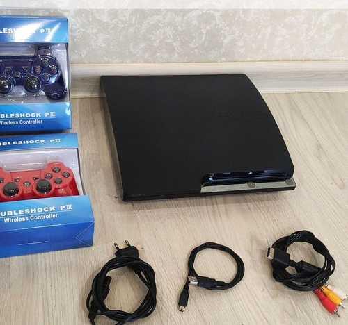 Прошитая Sony PS3 320GB, 2 геймпада(NEW)  45 игр