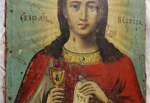 Рукописная икона XIX в.Варвара Великомученица Р110