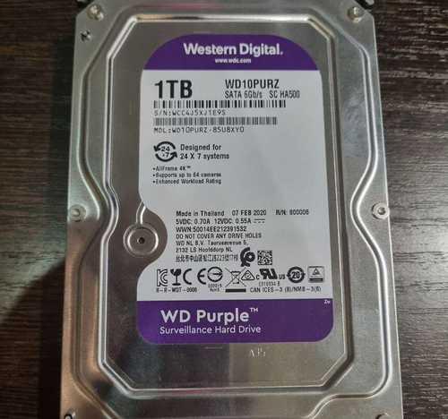 1 тб Жесткий диск WD Purple WD10purz