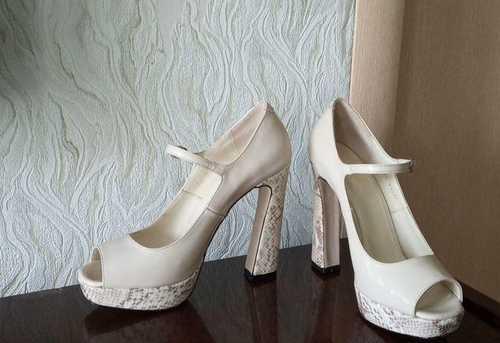 Шикарные туфли женские 39 размер бежевые
