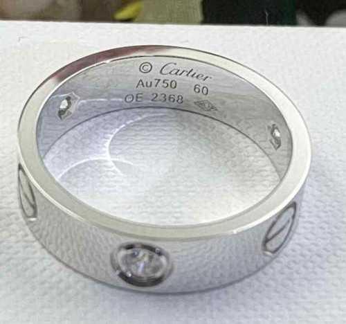 Кольцо Cartier Love, белое золото 585 пробы 0,22ct