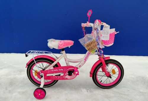 Велосипед детский 14 pulse белый/розовый
