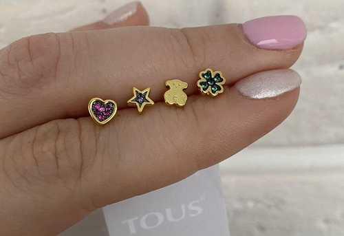 Серьги сет Tous Тоус жёлтый vermeil