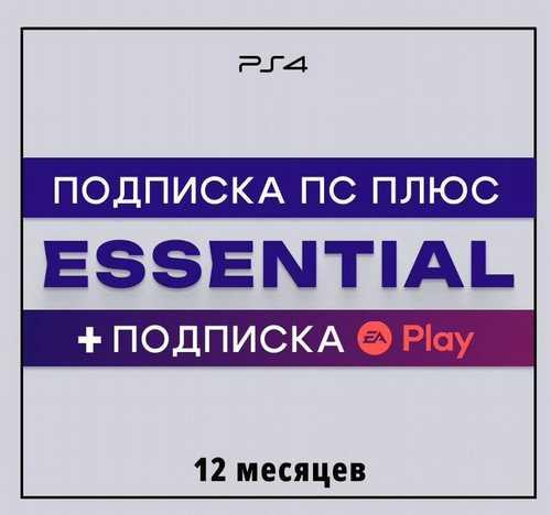 Подписка ps plus essential   EA Play 1 год / PS4