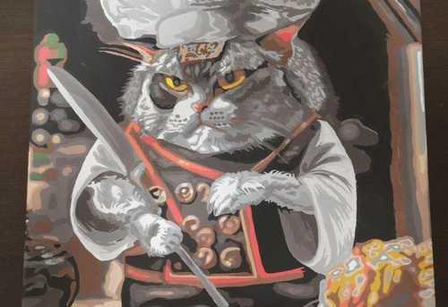 Картина на холсте кот суши-шеф