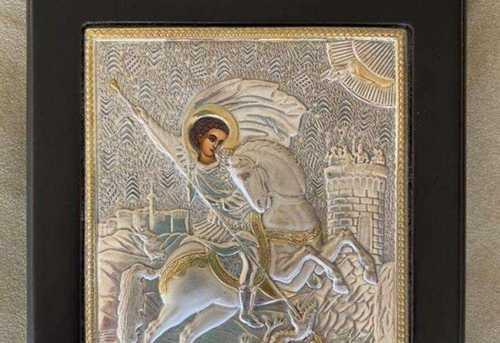 Икона Георгий Победоносец. Серебро