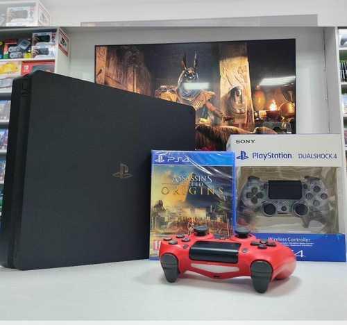 Sony PS4 Slim   2 геймпада и 107 игр